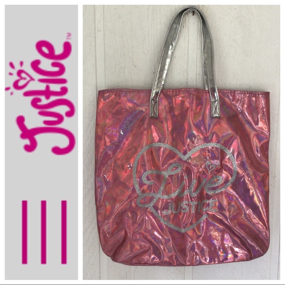 Justice | Accessories | Justice Pink Glitter Bling Tote Bag Book Bag ...